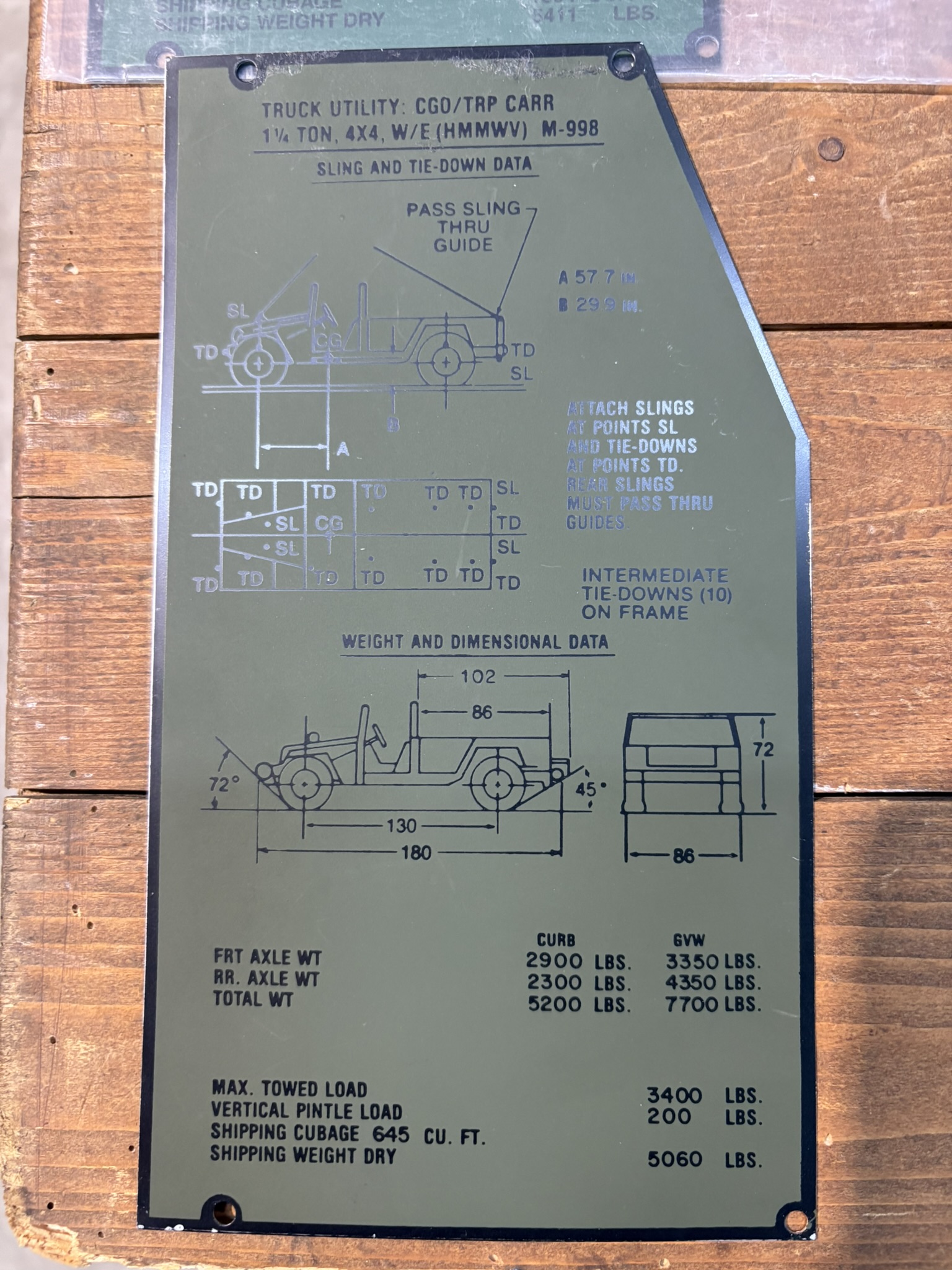 Plate Identification M998 – Thijs Parts Trading